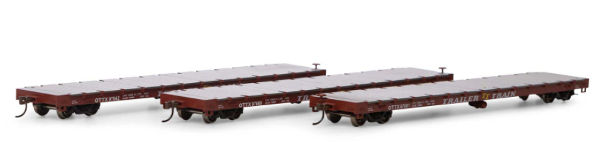Athearn ATH97071 Set of 3 HO RTR 60' Flat Car, OTTX/Brown Logo – Rails of Sheffield