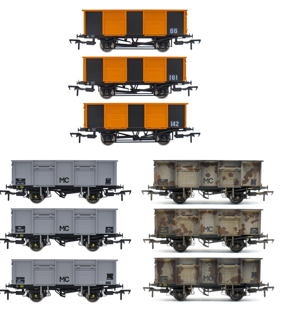 21 Ton Steel Mineral Wagon Triple Packs – Rails