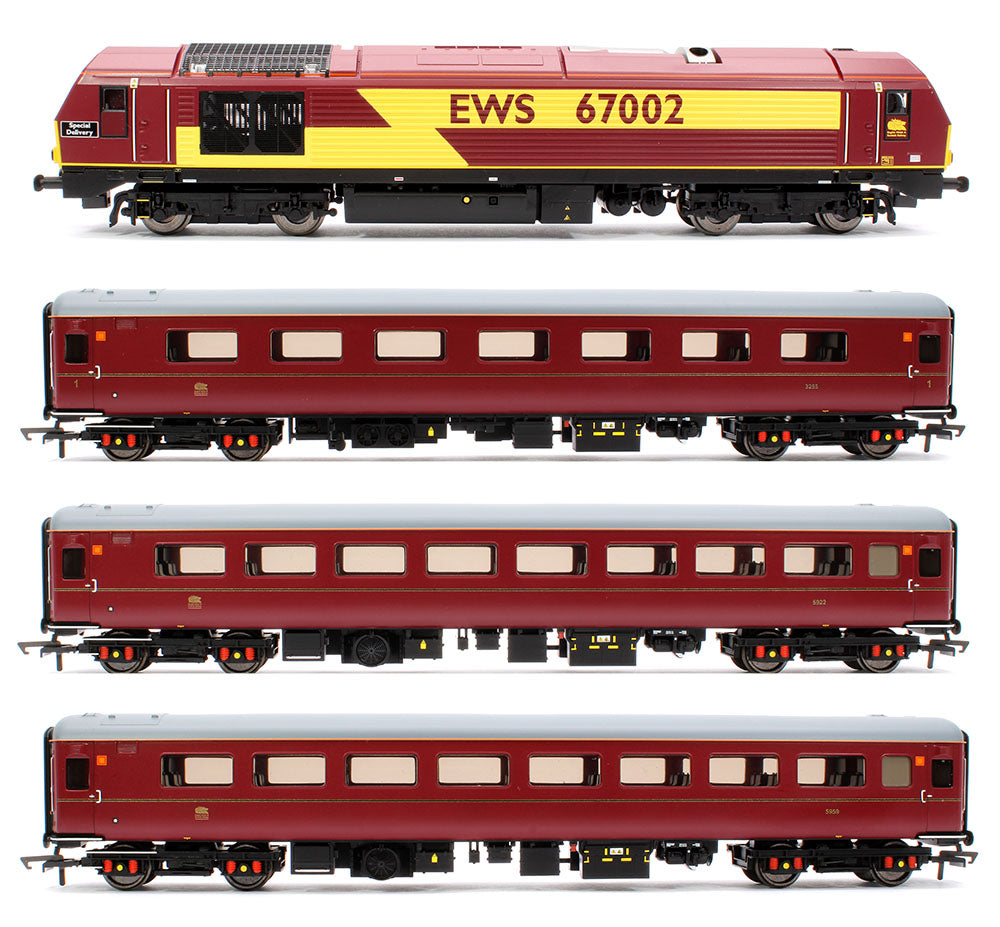 Hornby R30251 Class 67 67002 'Special Delivery' Business EWS Train Pack ...