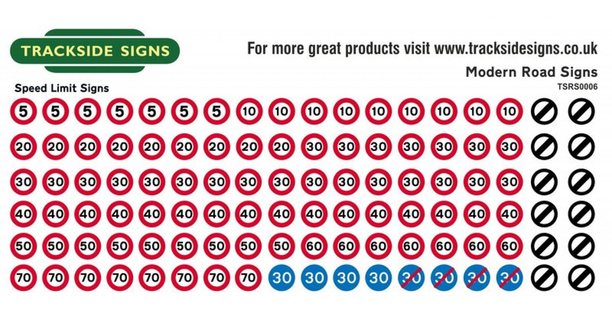 Trackside Signs TSRS0006 Speed Limit Signs (Modern) - OO Gauge – Rails ...
