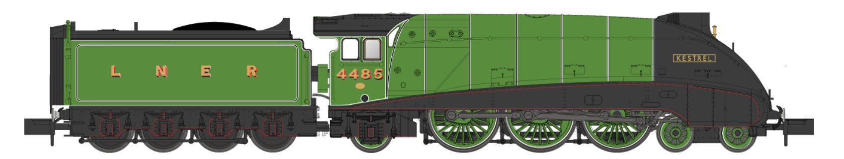 Dapol A4 Valanced Kestrel 4485 LNER Green – Rails of Sheffield