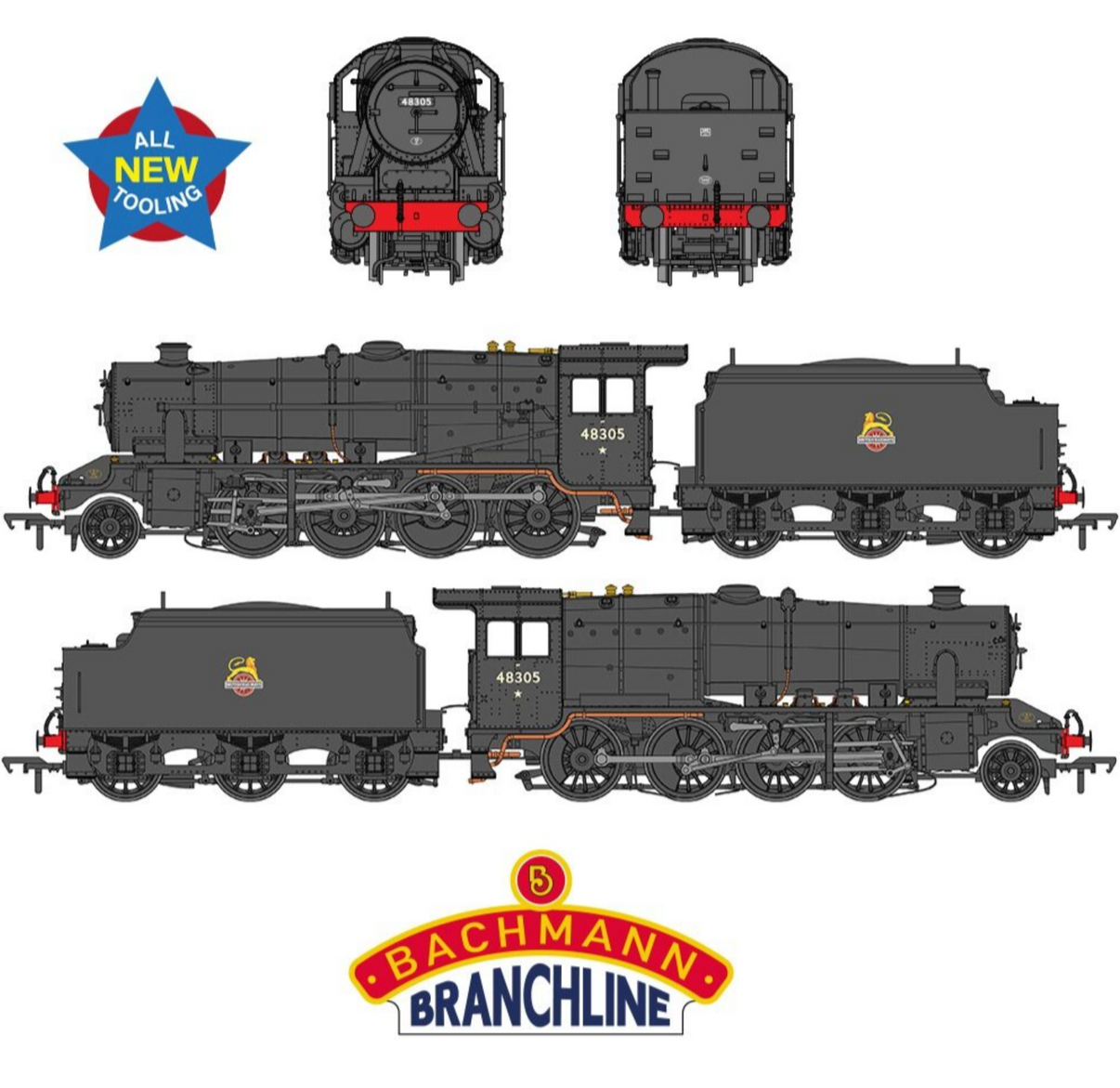 Bachmann 35-230 LMS 8F with Welded Tender 48305 BR Black – Rails