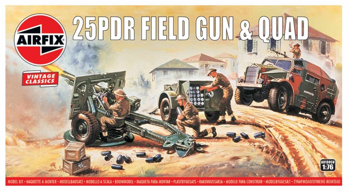 Airfix A01305V 25PDR Field Gun & Quad Model Kit – Rails