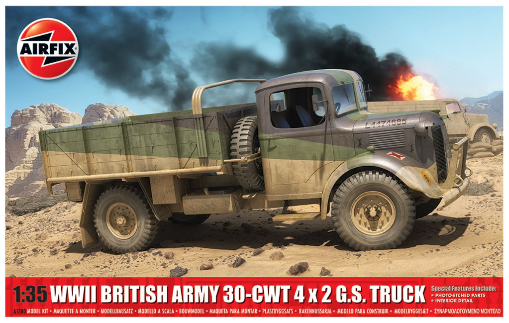 Airfix A1380 WWII British Army 30-cwt 4x2 GS Truck Model Kit – Rails