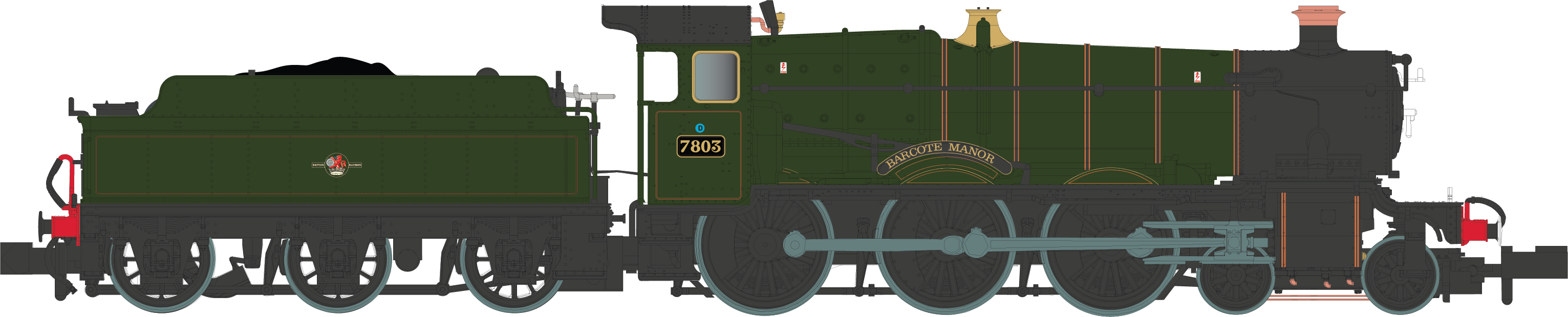 Dapol 2S-001-010S 4-6-0 Barcote Manor 7803 BR Lined Green – Rails