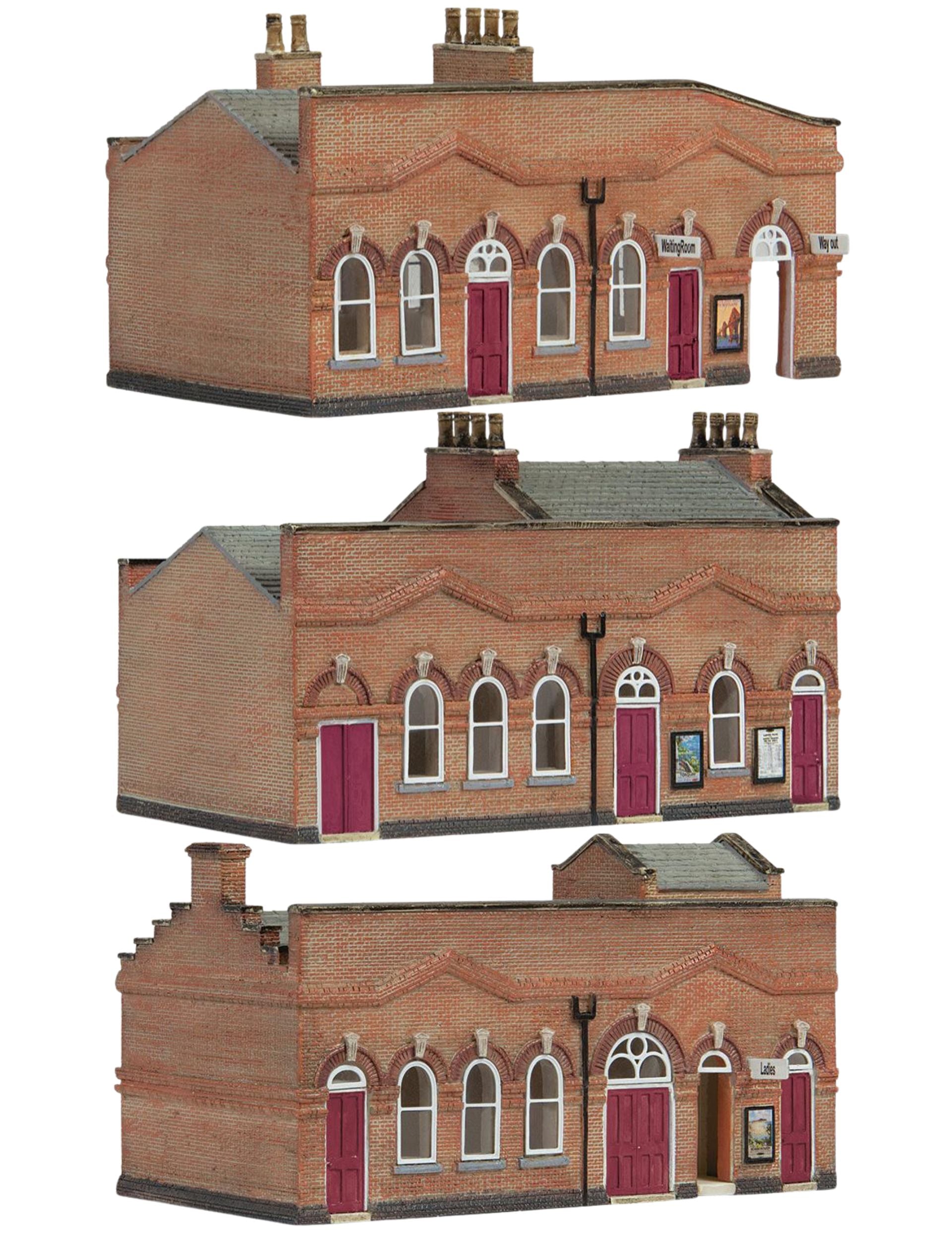 Scenecraft 42-0065R/66R/67R Set of 3 March Station Red Bundle – Rails