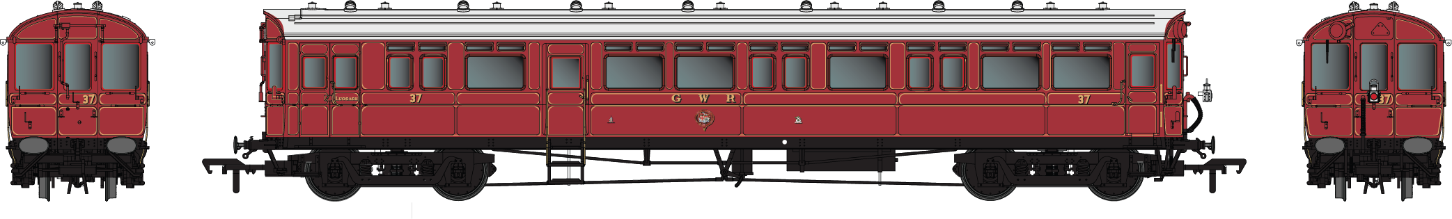 Dapol Autocoach GWR 37 Lined Crimson Lake - DCC Sound – Rails of Sheffield