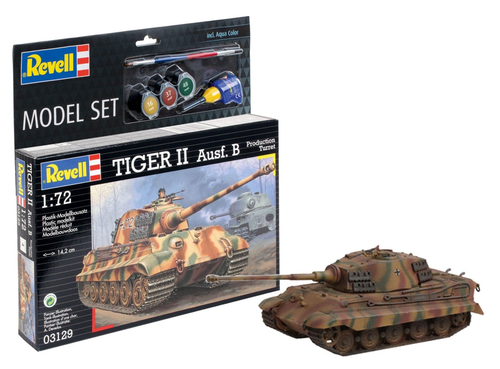 Revell 63129 Model Set Tiger II Ausf. B (1:72 Scale) Model – Rails