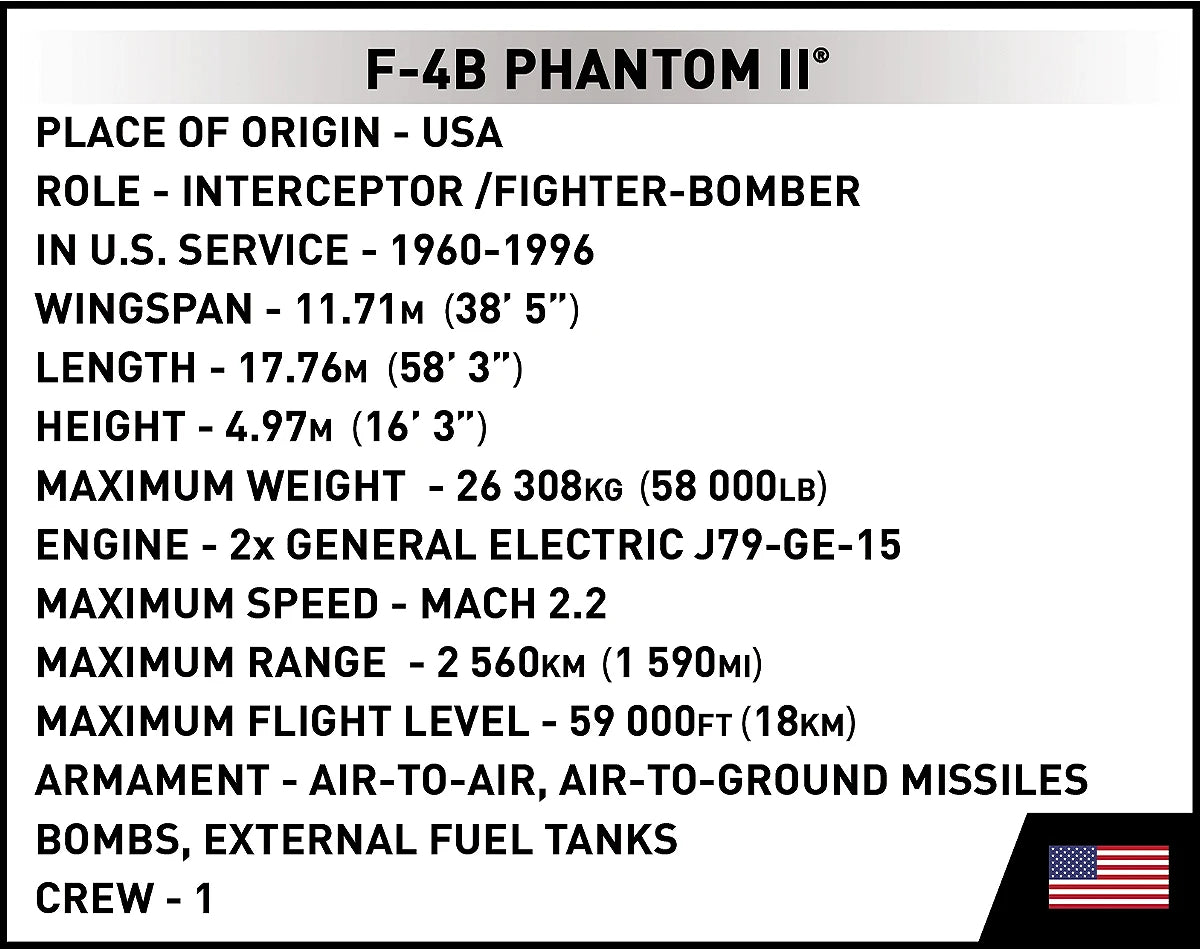 COBI COB5897 F-4 Phantom II 703 KL Model Kit – Rails