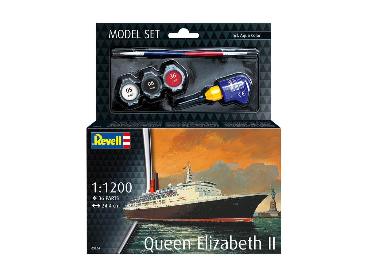 Revell 65806 Model Set Queen Elizabeth 2 Model Kit – Rails