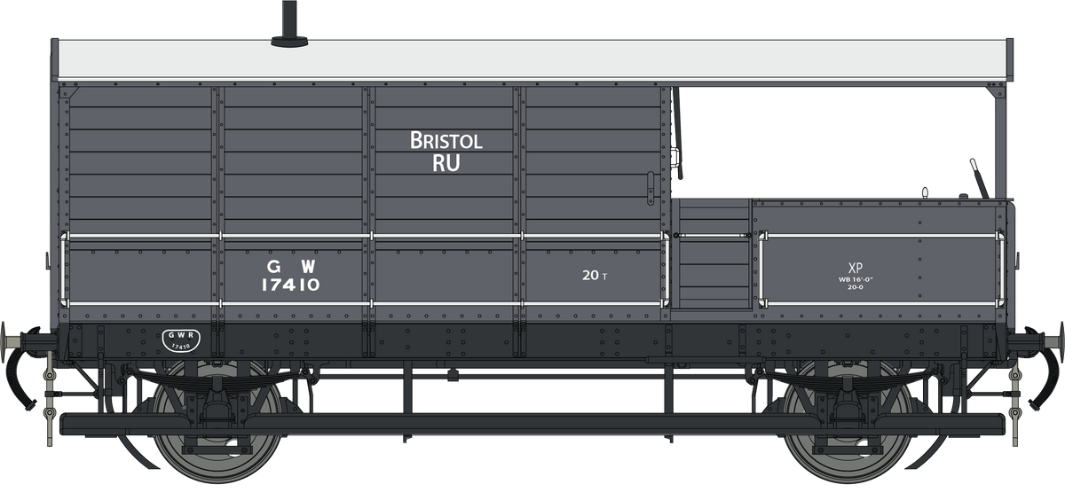 Dapol 7F-300-007 Great Western Toad Brake Van Diagram AA21 Grey 17410 ...