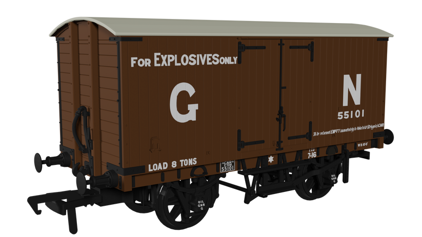 Rapido Trains UK 930003 GNR 8 Ton Van - GN Explosives Livery – Rails