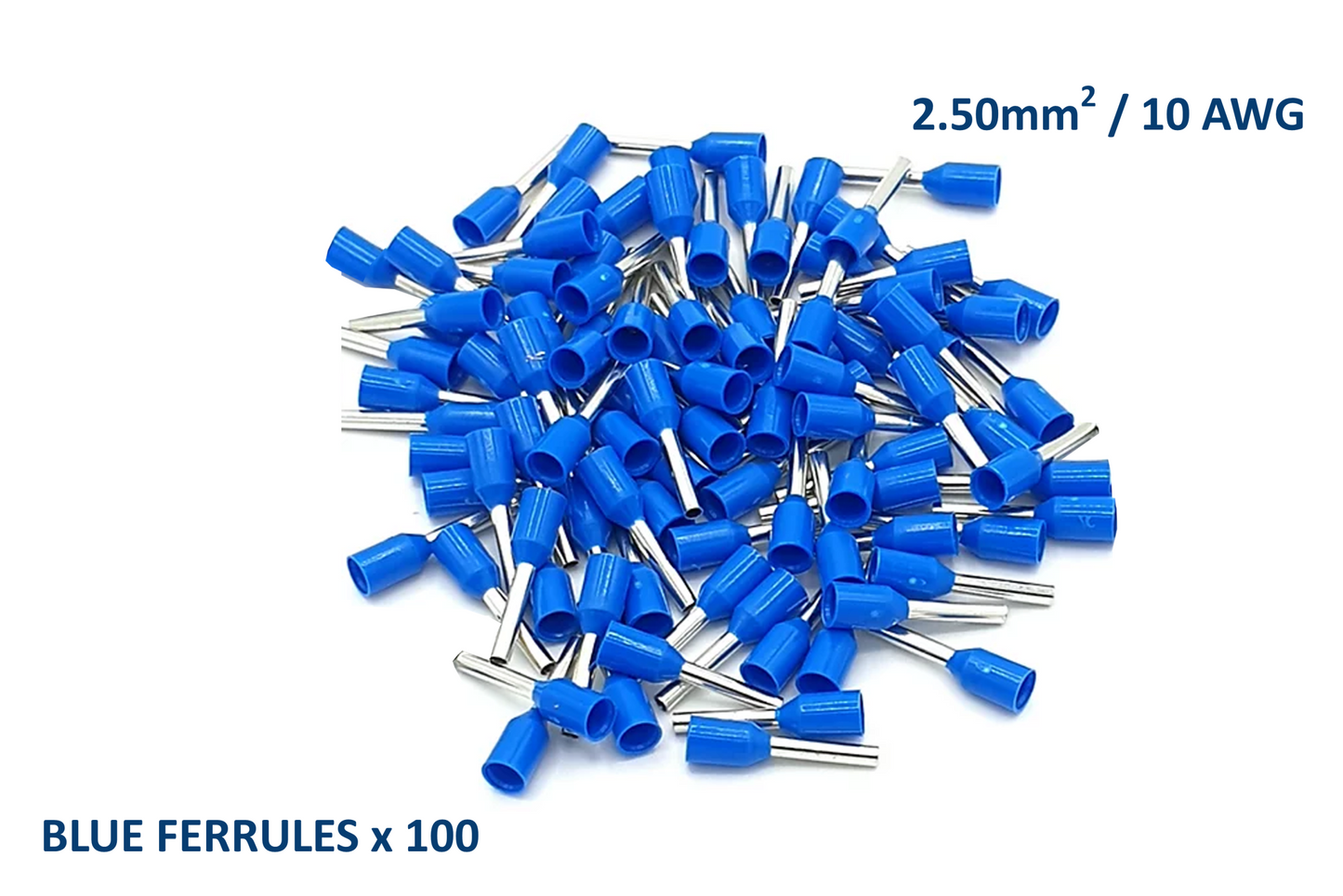 DCC Concepts DCW-F250.BLU Blue Ferrules for 10 AWG ~ 2.50mm – Rails