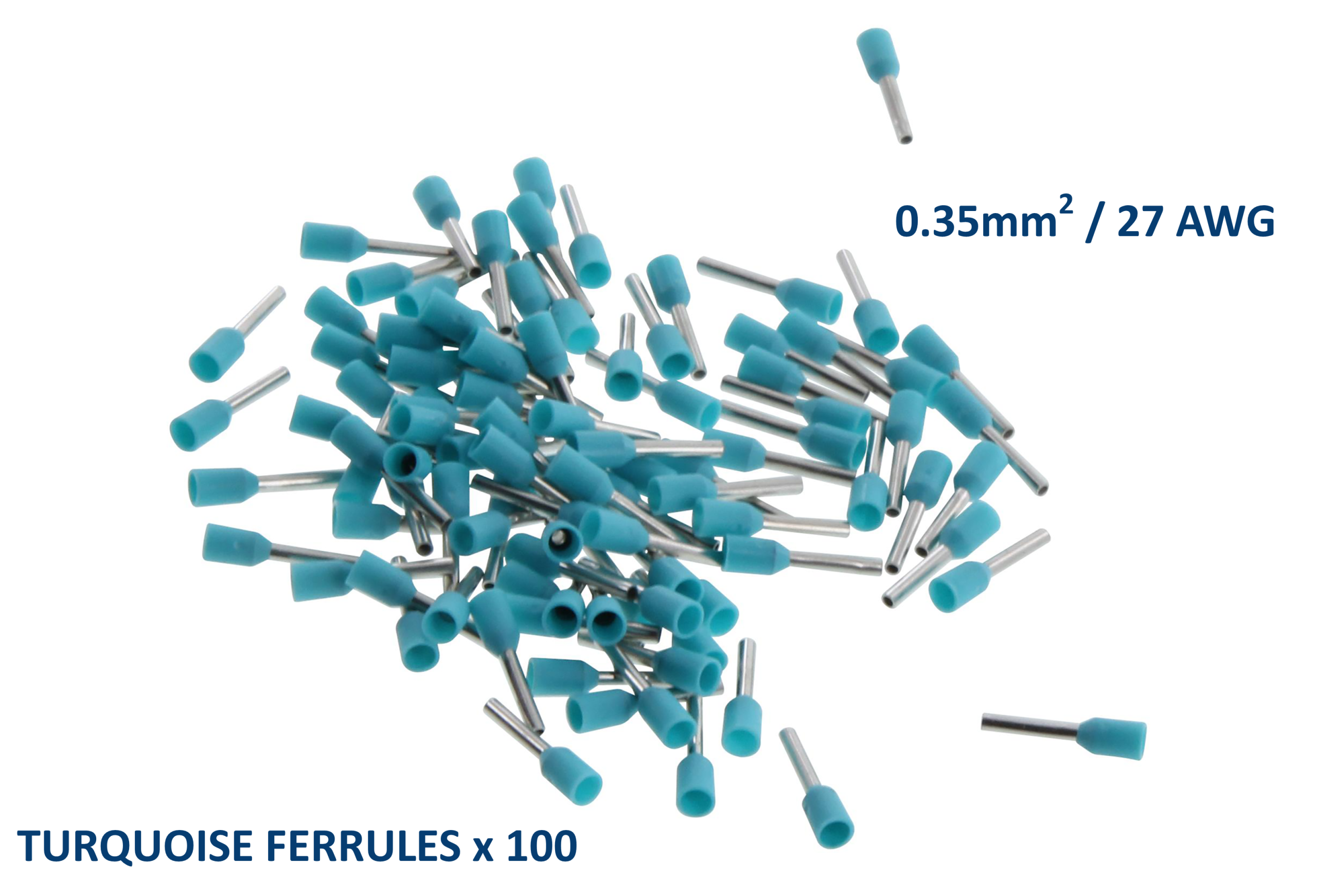 DCC Concepts DCW-F035.TQZ Turquoise Ferrules for 27 AWG ~ – Rails
