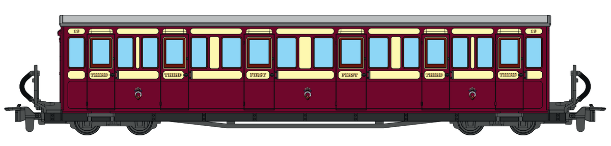 Peco GR-622A Ffestiniog Railway Long 'Bowsider' Bogie Coach, Red ...