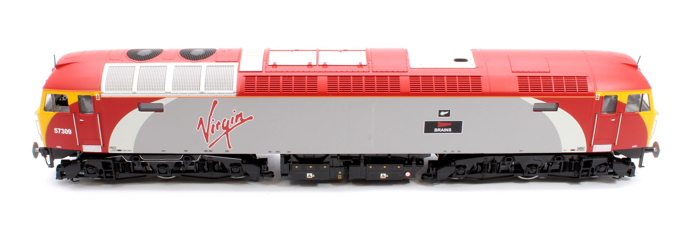 Heljan 5707 Class 57 Virgin Silver/Red 57309 Brains Diesel – Rails