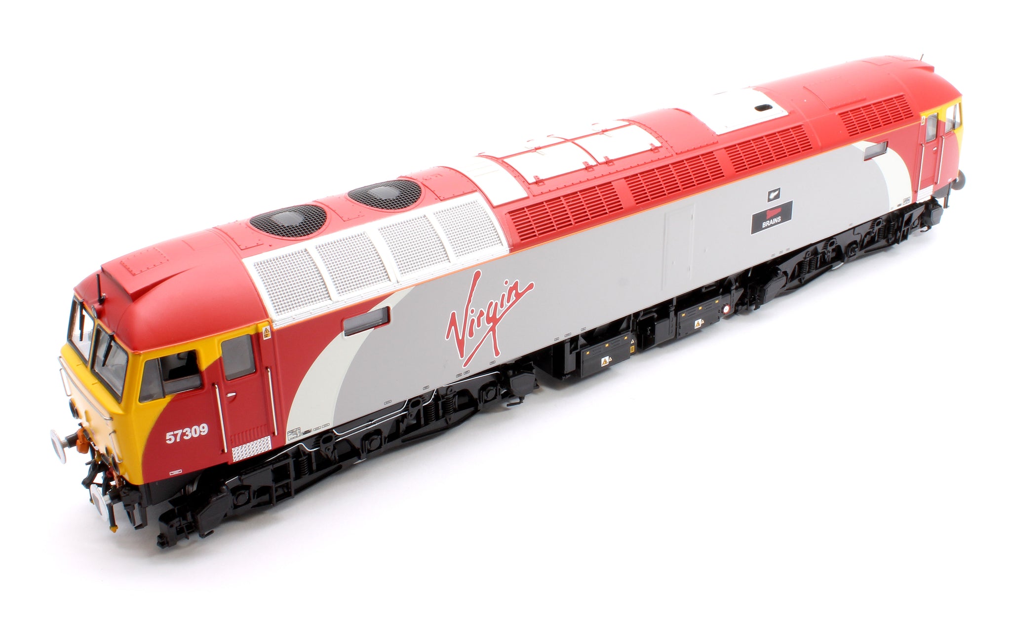 Heljan 5707 Class 57 Virgin Silver/Red 57309 Brains Diesel Locomotive ...