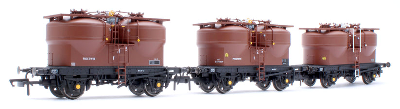 Clark Railworks C3041A Set of 3 Prestwin Silo Wagons in BR – Rails