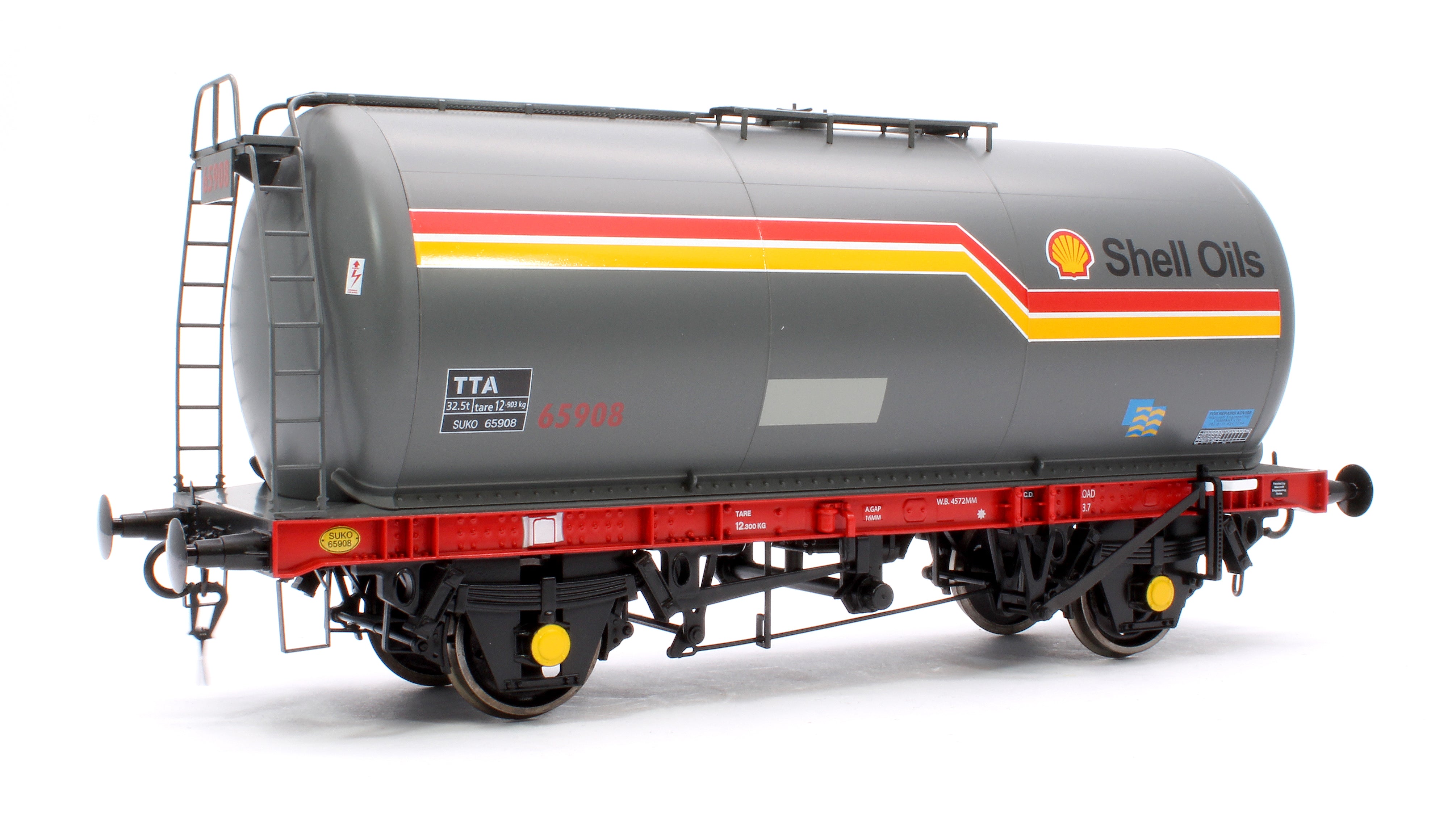 Dapol 7F-064-005 TTA 45T Tanker Shell Oils Dark Grey/Stripe – Rails