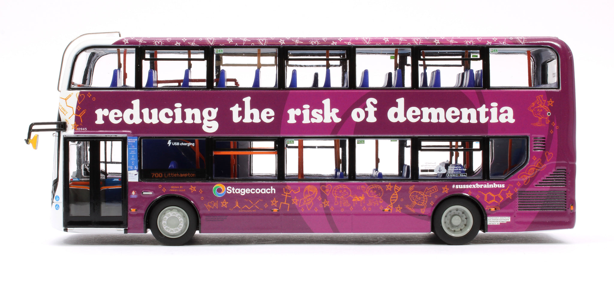 Northcord Model Company UK6532 ADL Enviro 400 Sussex Brain Bus ...