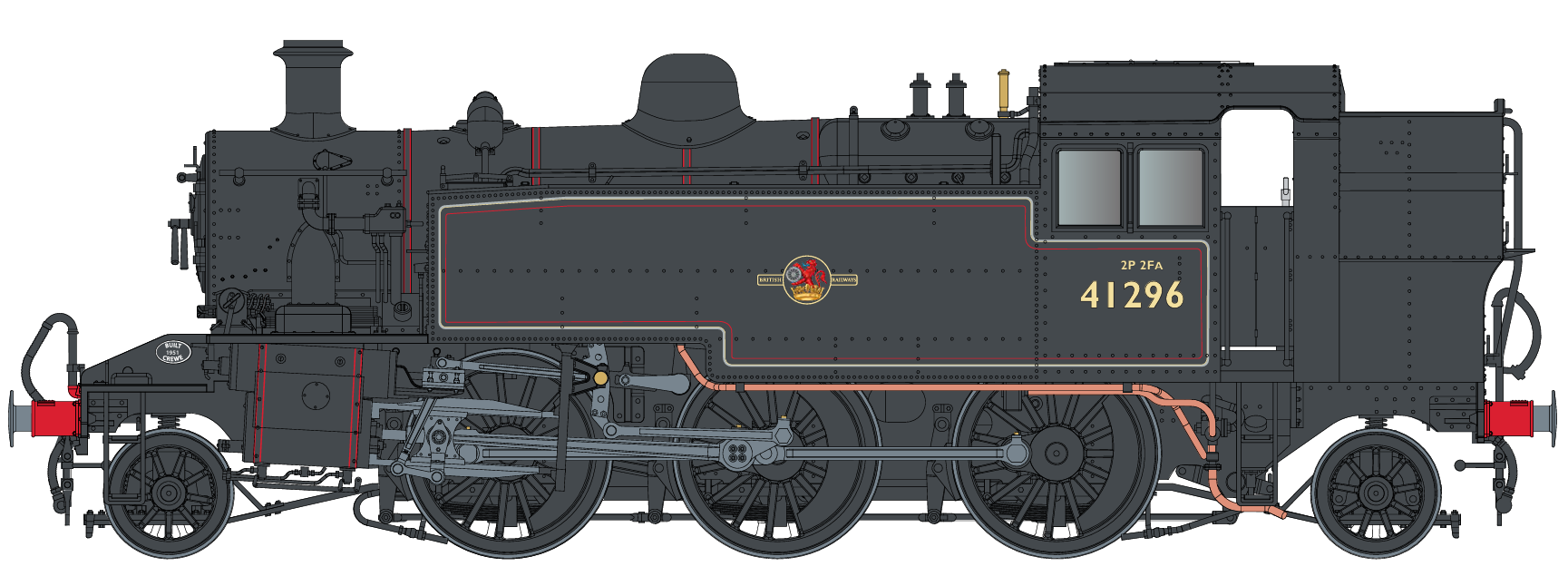 Lionheart Trains LHT-S-041-005D Ivatt Class 2 2-6-2T 41296 BR – Rails