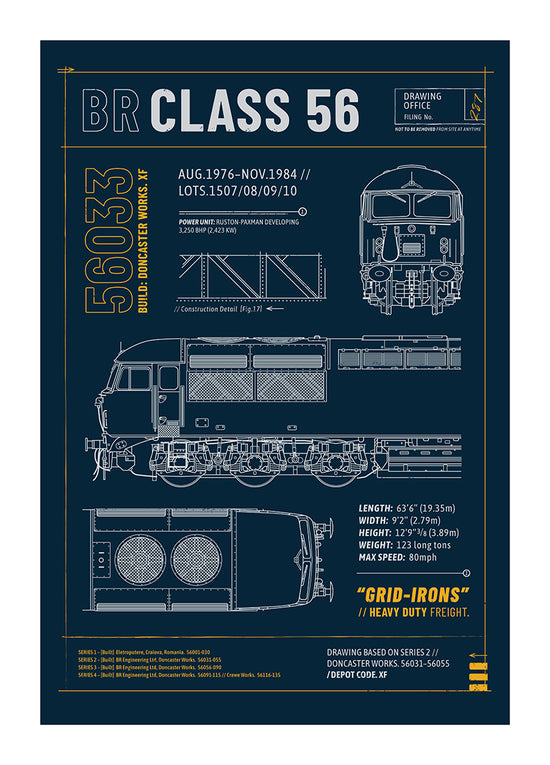 Just Threads 56033-Poster The Class 56 Technical Drawing – Rails
