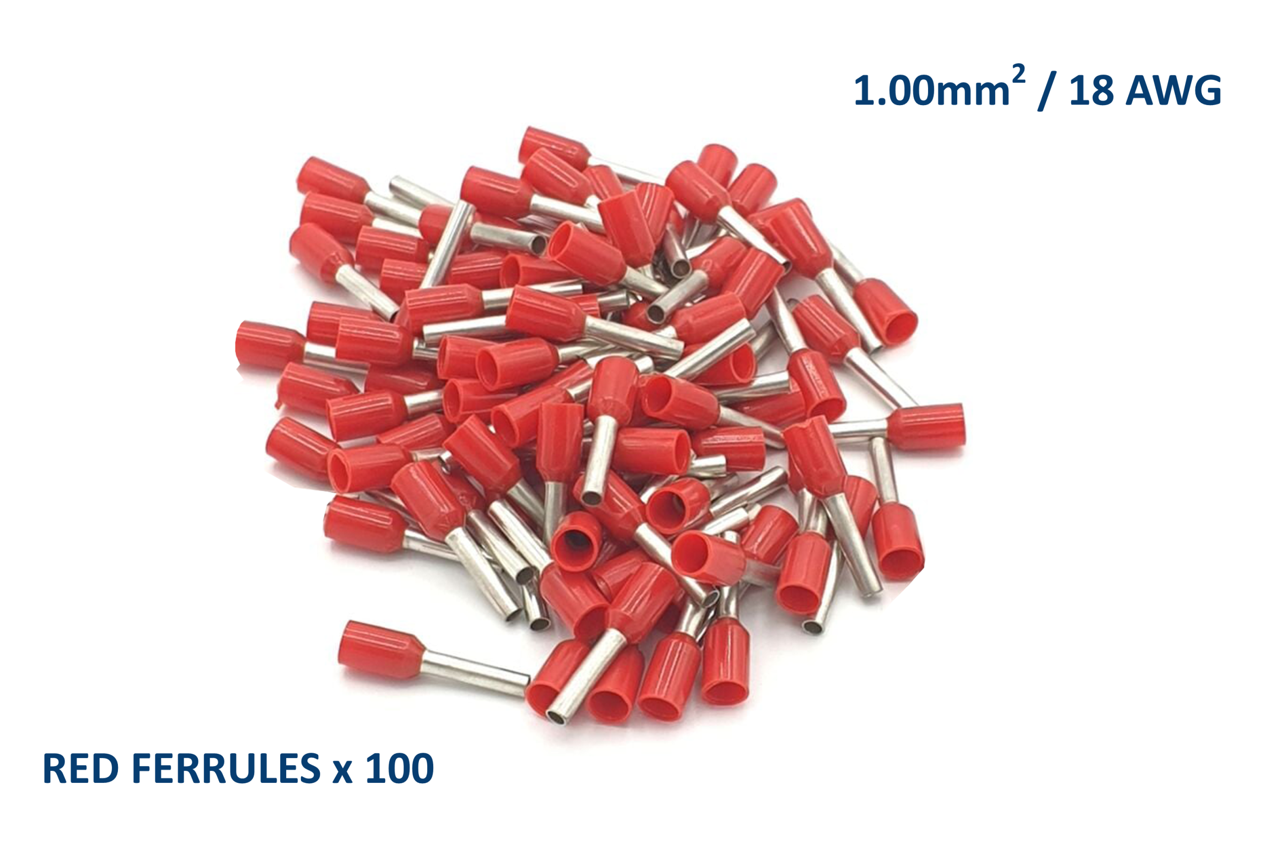 DCC Concepts DCW-F100.RED Red Ferrules for 18 AWG ~ 1.00mm SQ – Rails