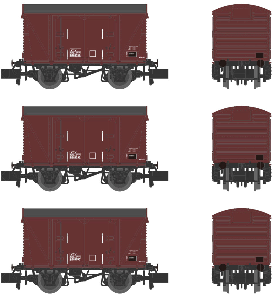 Sonic Models Set of 3 BR 12T Vanwide Ventilated Vans, BR Freight Brown ...