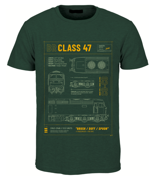 Just Threads CLASS47-TEE Class 47 Technical Drawing Blueprint – Rails