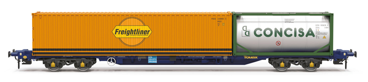 Hornby TT6031 Touax KFA Container Wagon with 1x20 & 1x40 – Rails