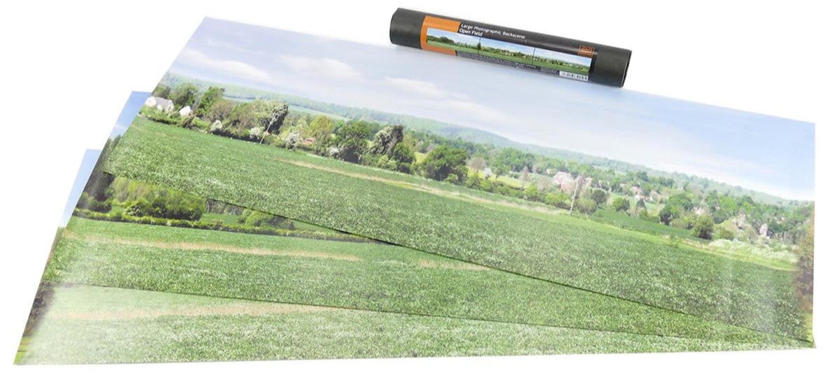 Gaugemaster GM703 Large Backscene - Open Field (2744 x 304mm) – Rails