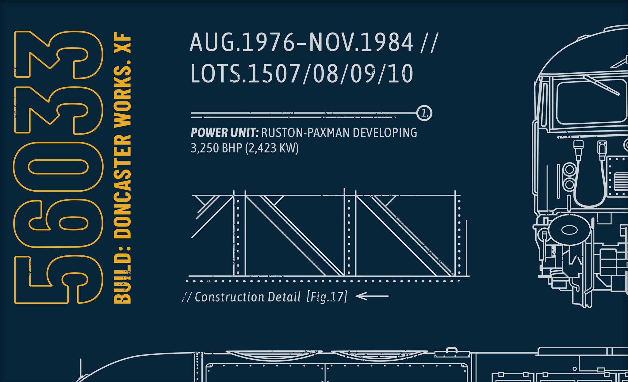Just Threads 56033-Poster The Class 56 Technical Drawing – Rails