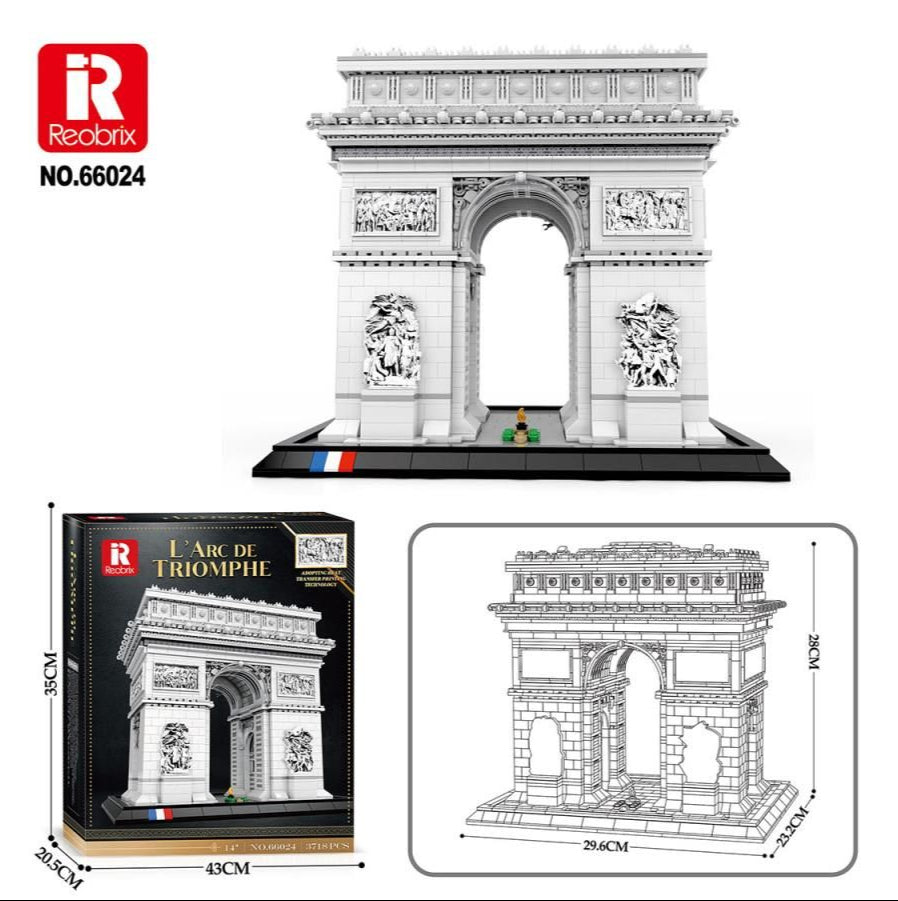 Reobrix 66024 L'Arc de Triumphe 3718pc Construction Set – Rails