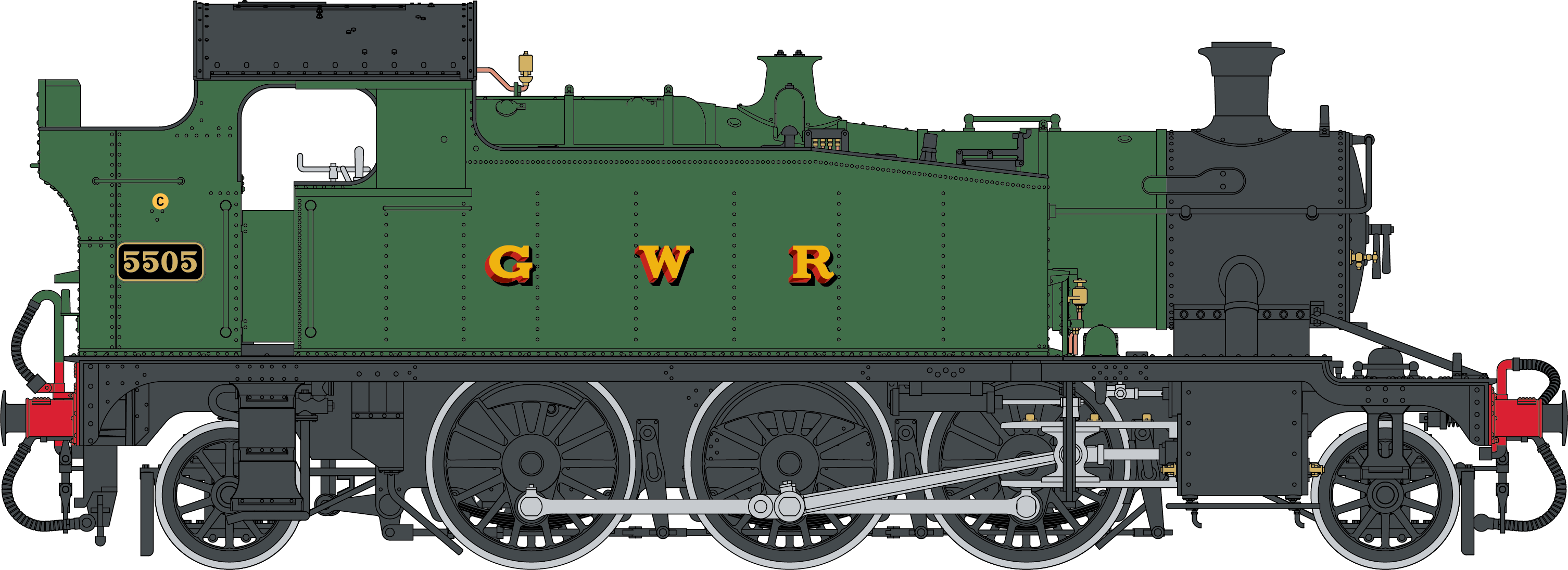 Lionheart Trains Class 55xx 2-6-2 ‘GWR’ GWR Green 5505 Steam Locomotive ...