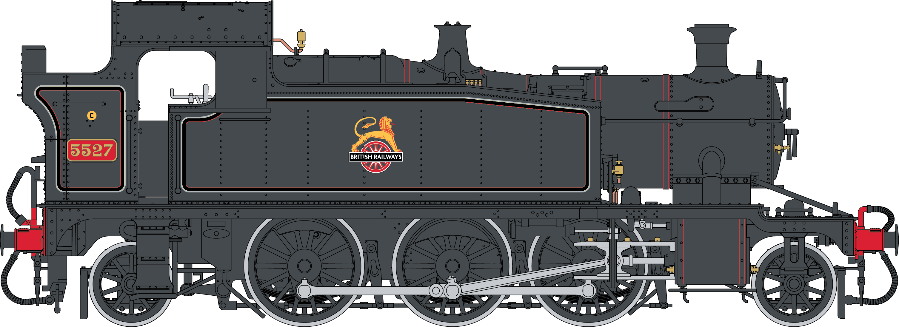 Lionheart Trains Class 55xx 2-6-2 BR Early Crest BR Lined Black ...