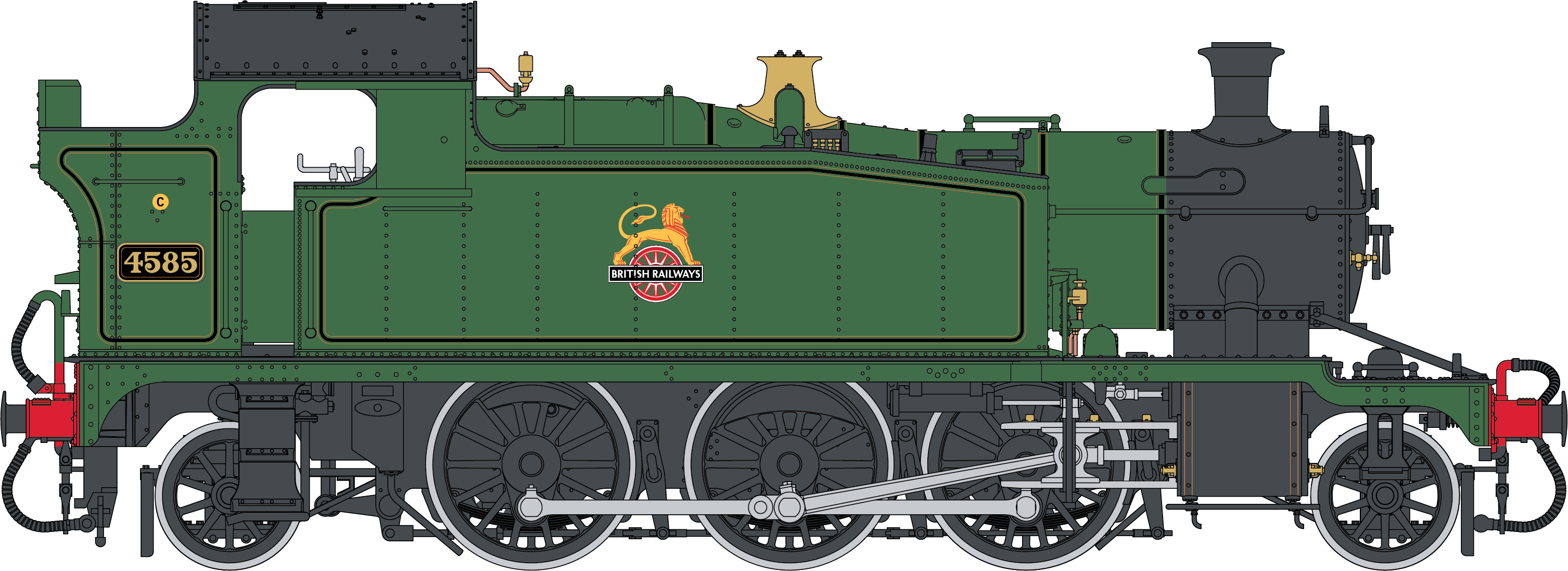Lionheart Trains Class 55xx 2-6-2 BR Early Crest BR Lined Green 4585 ...