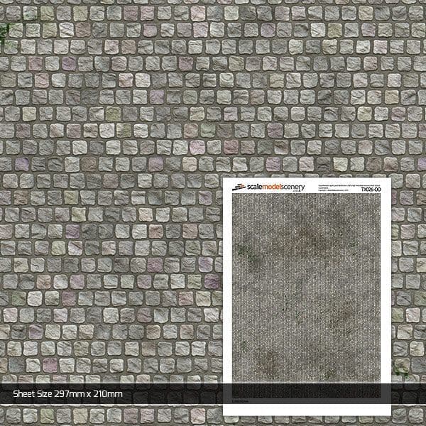 Scale Model Scenery TX026 OO/HO Cobblestones Texture Paper – Rails