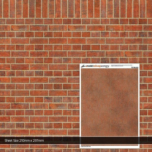 Scale Model Scenery TX198 OO/HO English Bond Red Brick – Rails