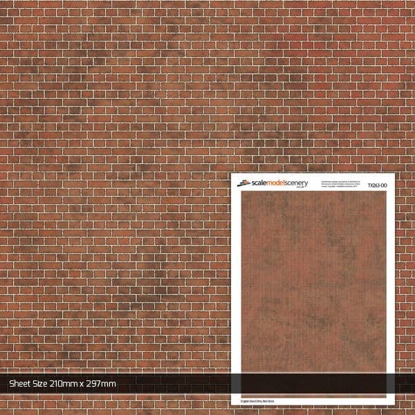 Scale Model Scenery TX263 OO/HO English Bond Dirty Red Brick – Rails
