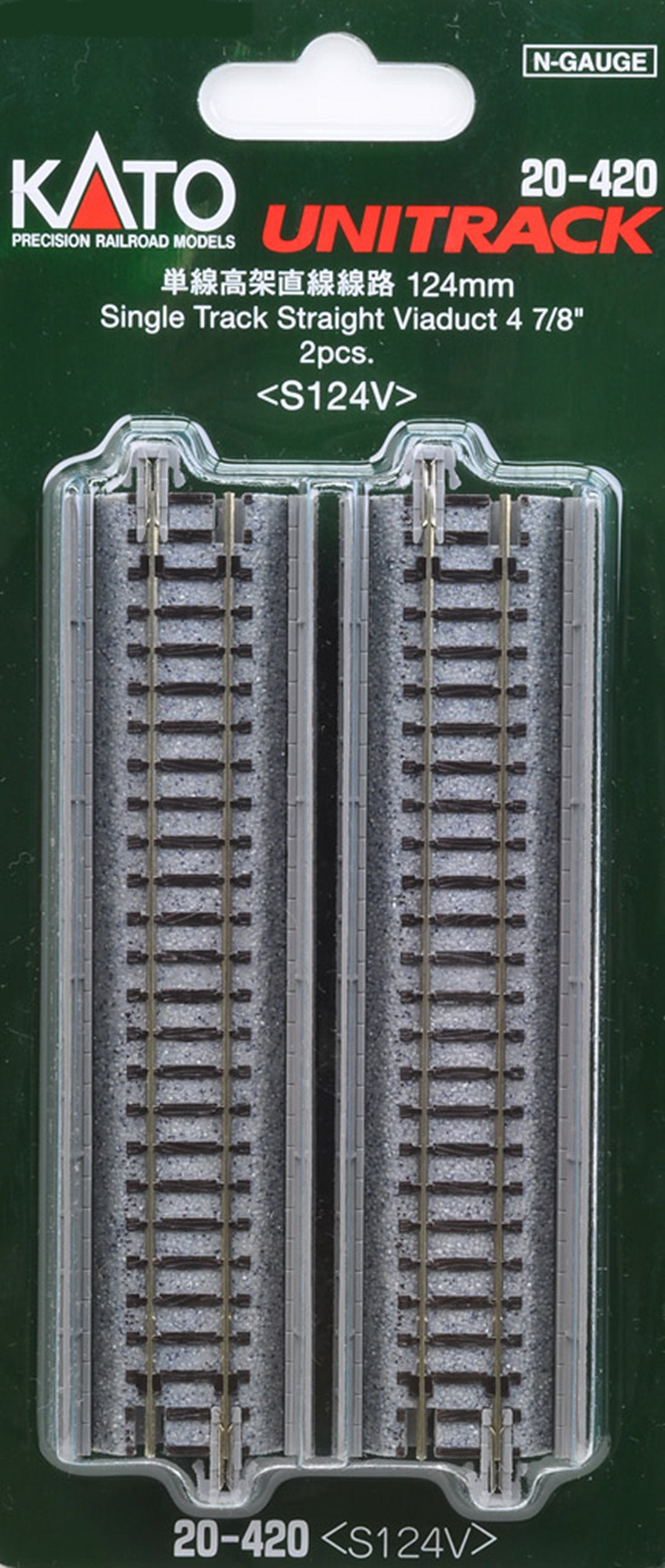 Kato Kato 20-420 Single Straight Viaduct Track 124mm (2) – Rails of ...