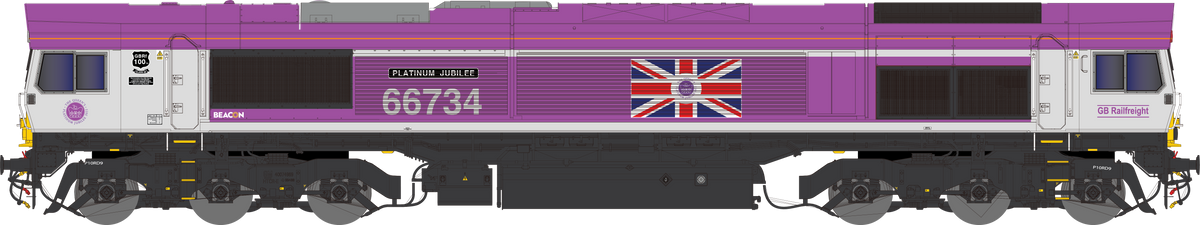 Dapol 2D-066-006D Class 66 66734 Jubilee Pink "Platinum Jubilee" Diesel ...
