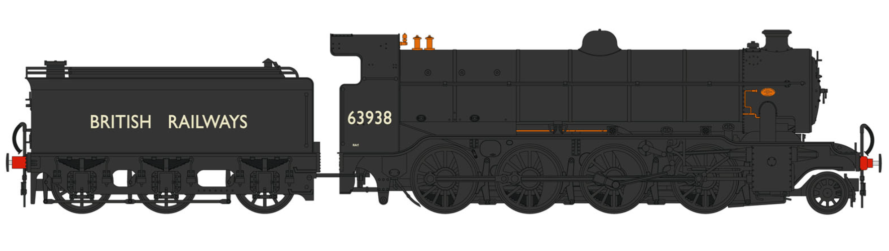 Heljan O2/2 'Tango' BRITISH RAILWAYS black No. 63938 (GN cab/tender ...
