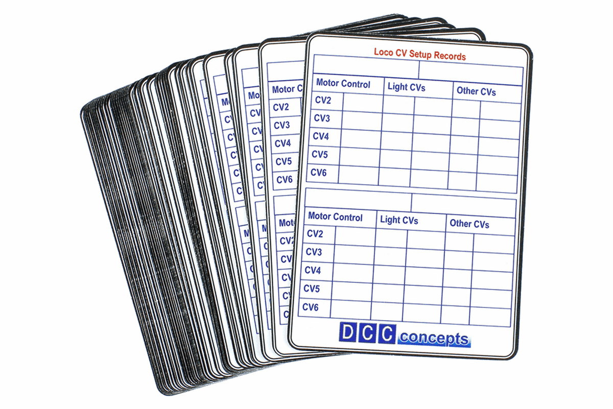 DCC Concepts DCD-RECcard 52 Decoder CV Settings Record Cards – Rails of ...