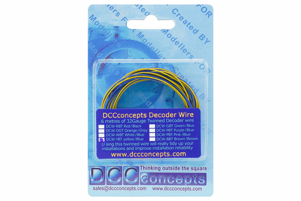 DCC Concepts DCW-32YBT TWIN Wire Decoder Stranded 6m (32g) Yellow/Blue ...
