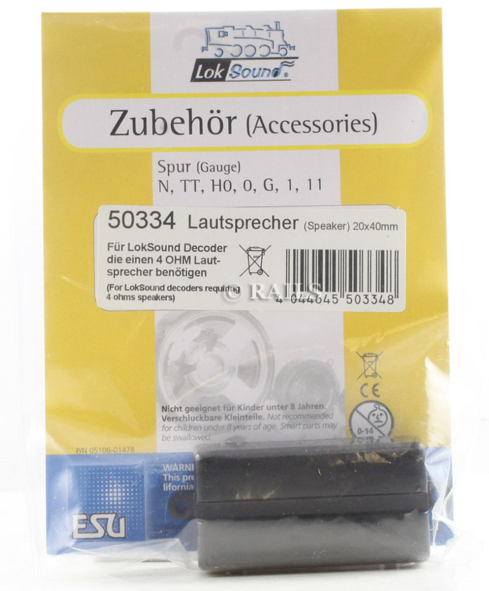 ESU Loksound 50334 Loudspeaker 20mm x 40mm, rectangle, 4 Ohms with ...