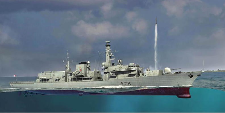 Trumpeter PKTM04544 HMS Kent F78 Type 23 Frigate Model Kit – Rails