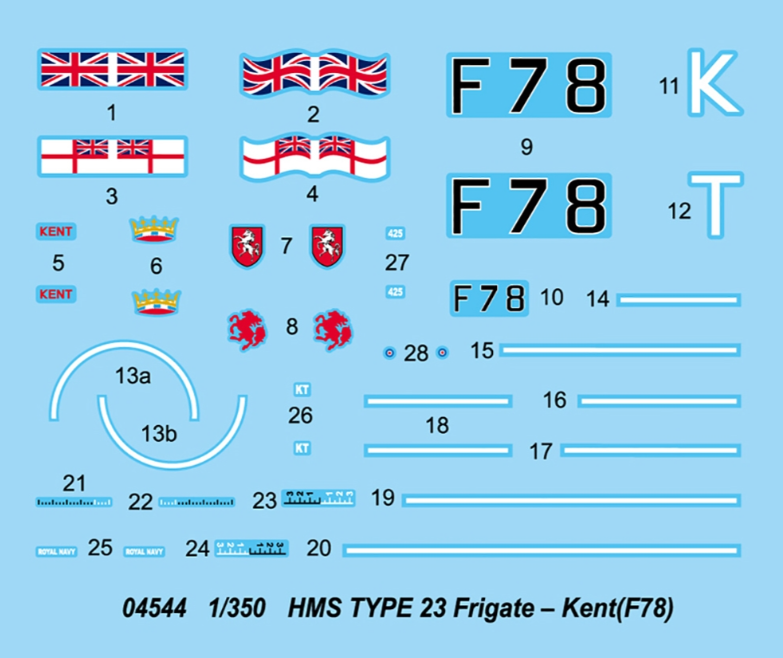 Trumpeter PKTM04544 HMS Kent F78 Type 23 Frigate Model Kit – Rails of ...