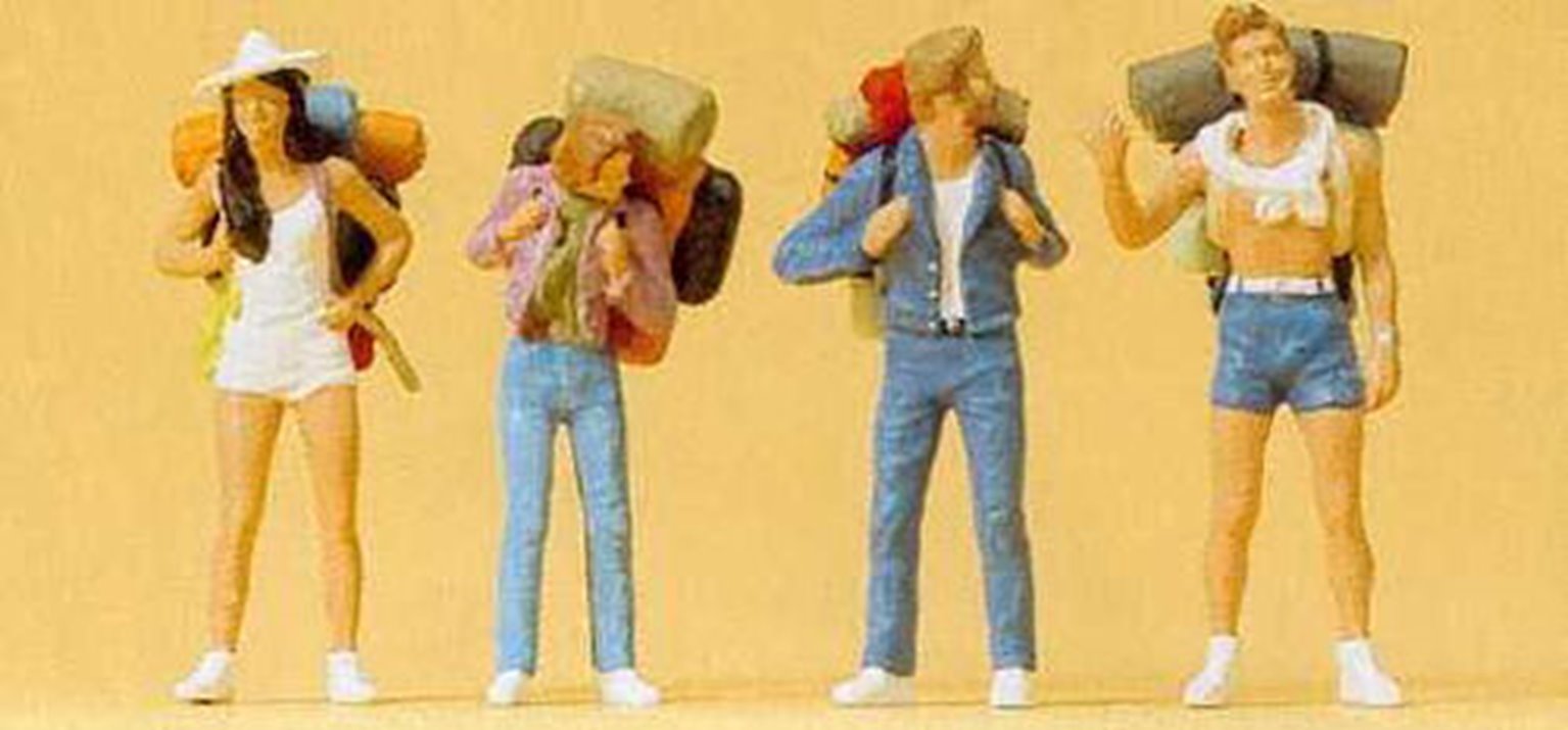 Preiser Preiser 65315 Hitchhikers (4) Figure Set – Rails of Sheffield