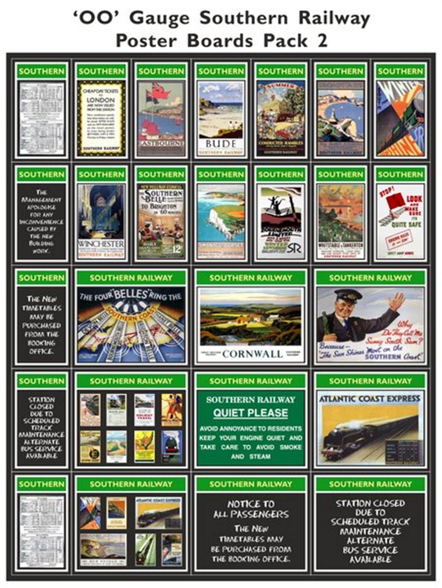 Trackside Signs DCPB0023 Southern Railway Poster Boards Pack – Rails