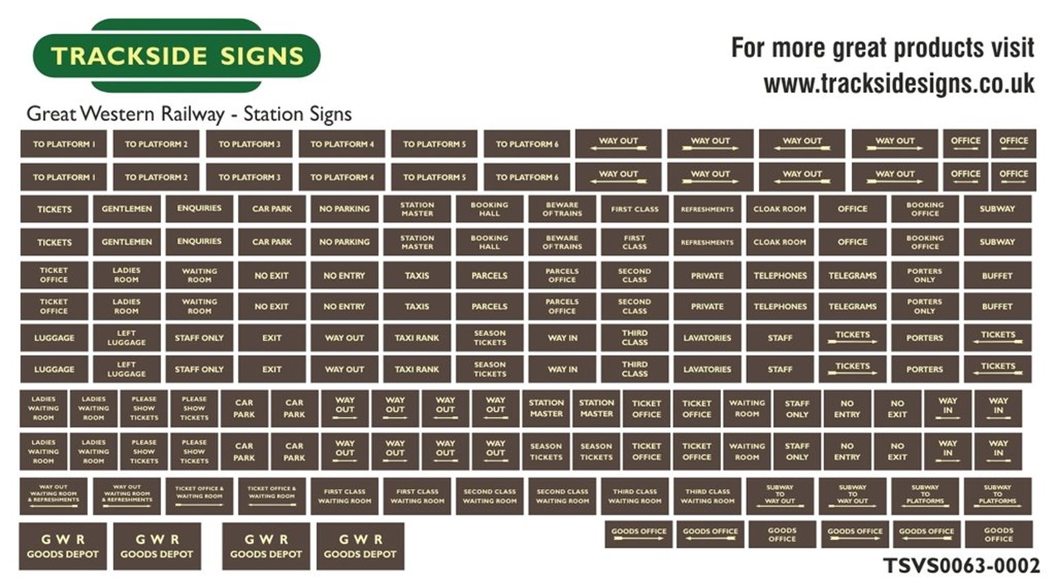 Trackside Signs TSVS0063-002 Die Cut GWR Station Signs - – Rails